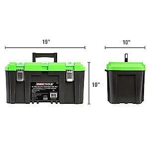 OEMTOOLS 22160 19" Tool Box with Removable Tool Tray, Security Slot for Padlocks, Easy Access Tool Box Multiple Compartments Lid, Max. Weight 40 Lb.