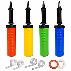 JANEF 4pcs Balloon Pump Hand Held Inflator Air Pump for Balloons, 4 Random Color, Friends can Help Easy to Use for Party Birthday Decorations