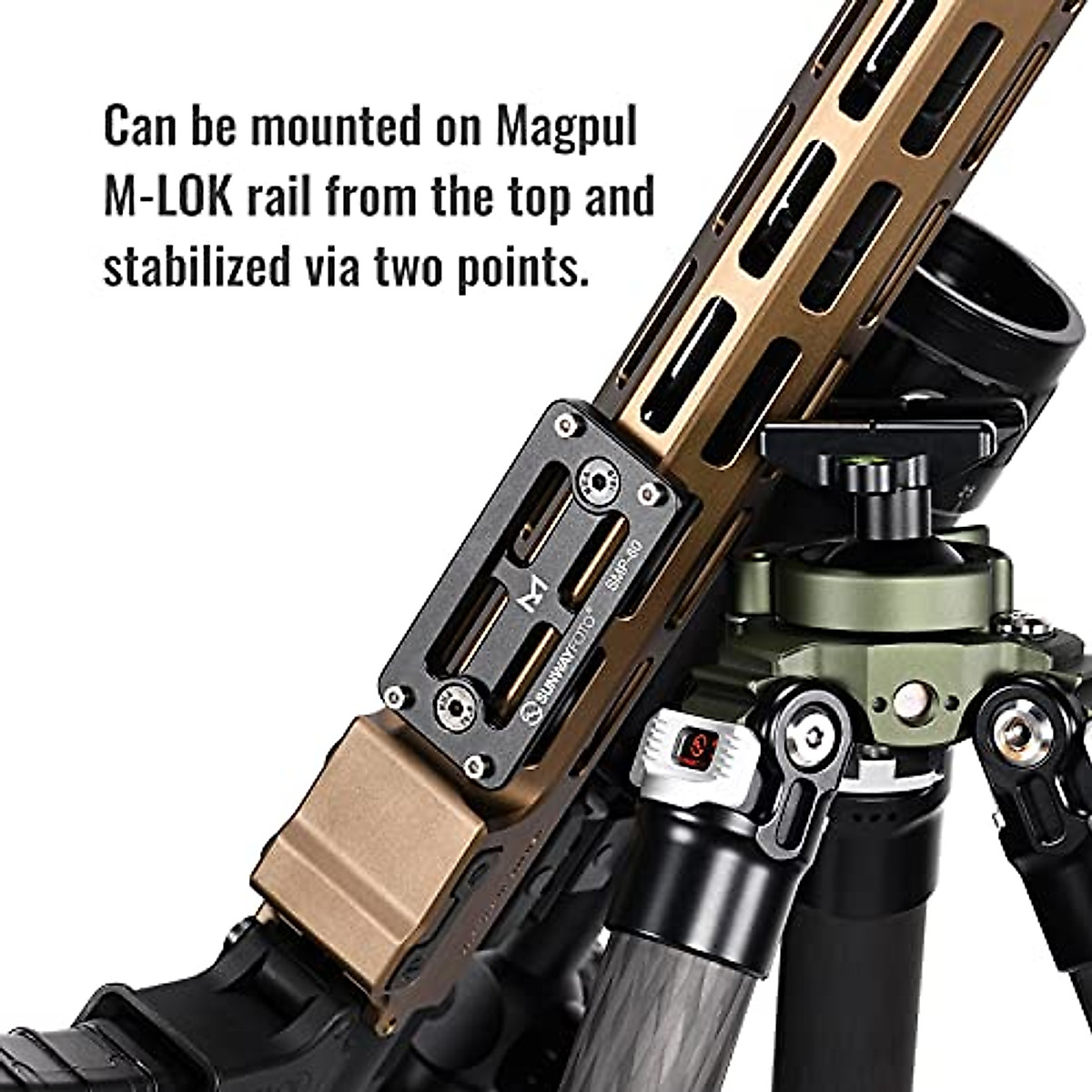 SUNWAYFOTO 3.15 inch M-Lok Arca Rail Mount Adapter Accessories for Arca-Swiss/RRS Tripod Head Aluminum SMP-80