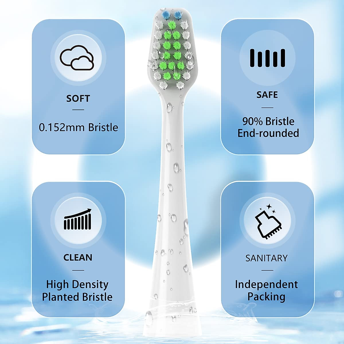 Sonic Replacement Toothbrush Heads Compatible with Waterpik Complete Care 9.0 (CC-01), 5.0 (WP-861) Electric Toothbrush, Medium Bristle, 10 Count (White)