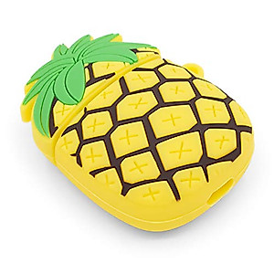 YONOCOSTA Cute Airpods Case, Airpods 2 Case, Pineapple Cool Funny 3D Fruit Shaped Full Protection Shockproof Soft Silicone Charging Case Cover Skin with Keychain for Airpods 1&2