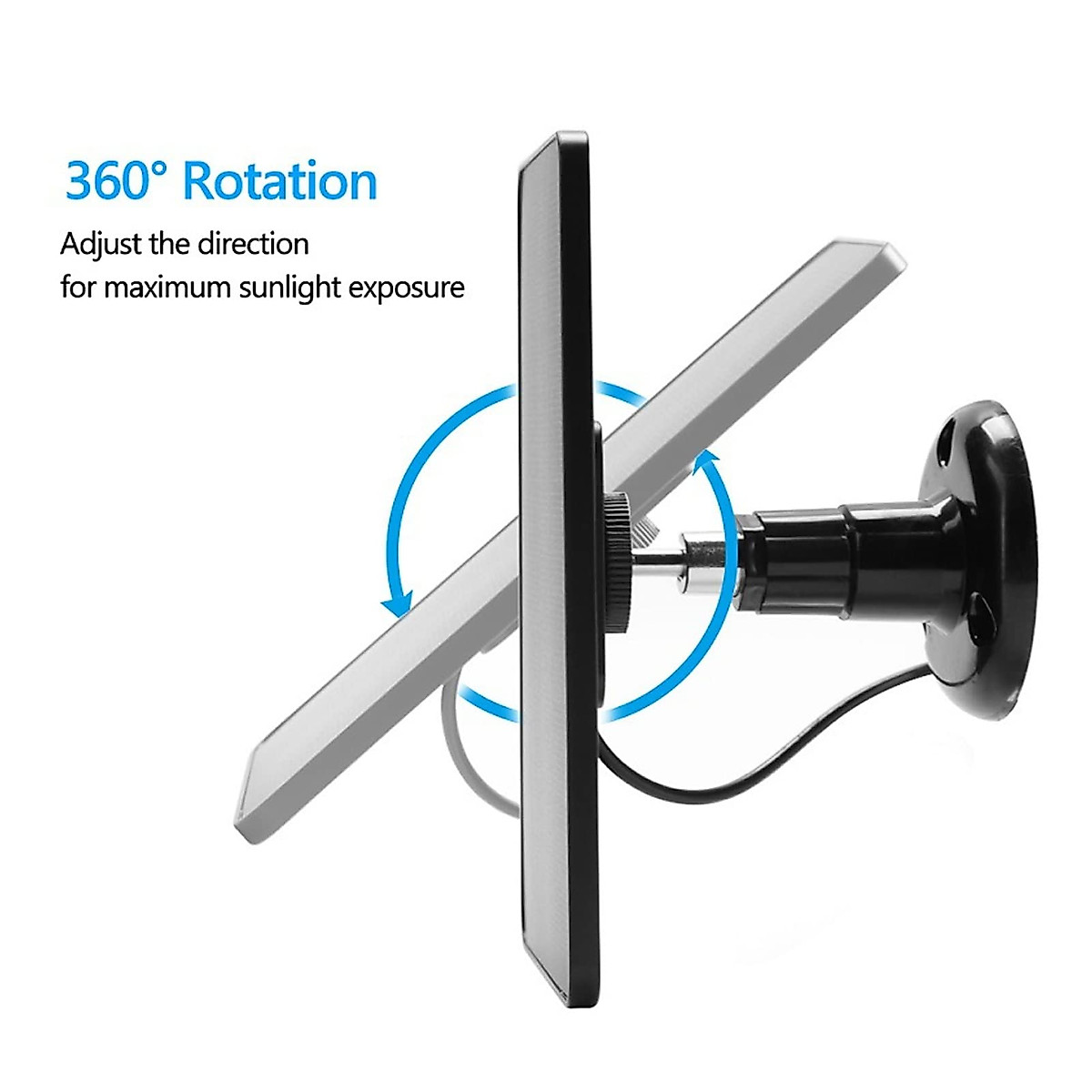 Solar Panel for Security Camera, 10W DC 5V Micro USB Solar Panel 360° Rotation Adjustable IPX6 Waterproof Solar Panel Charger with Wall Plugs for Wireless Outdoor Security Camera (Black)