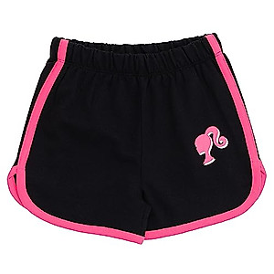 Barbie Little Girls T-Shirt and Dolphin Active Shorts Outfit Set Pink/Black 7-8