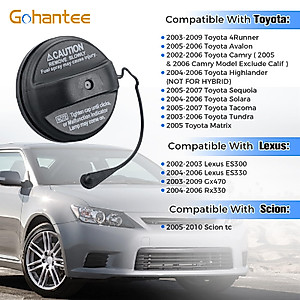 Fuel Tank Gas Cap 77300-33070, Replace 7730033070 Compatible with Toyota 4Runner Avalon Camry Corolla Highlander Matrix Sequoia Sienna Solara Tacoma Tundra Lexus GS300 GS430 ES300 ES330 GX470 RX330