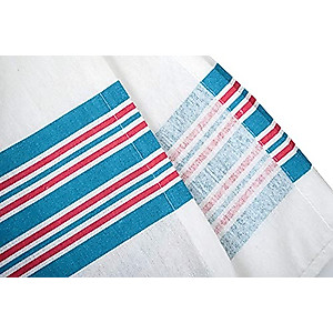 Linteum Textile (3-Pack, 30x40 in) Receiving Hospital Baby Blankets, 100% Cotton, Classic White w/Blue & Pink Stripes