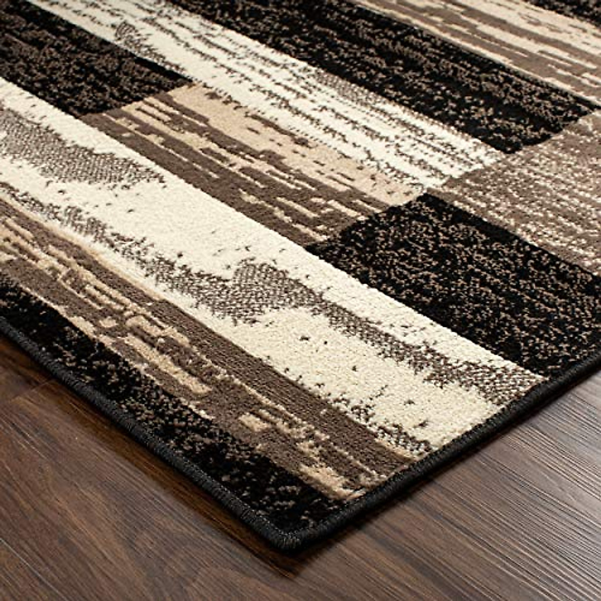 SUPERIOR Indoor Runner Area Rug with Non-Slip Backing for Bedroom, Dorm, Living Room, Entryway, Perfect for Hardwood Floors - Rockwood Modern Geometric Design, 2'7" X 6', Chocolate