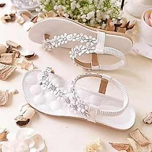 Highly Recommend Great Value Flip-Flop Women Summer Bohemia Flower Beads Flip-Flop Shoes Flat Sandals