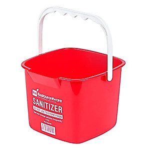 Restaurantware RW Clean 8 Quart Cleaning Bucket 1 Detergent Square Bucket - With Measurements Built-In Spout And Handle Red Plastic Utility Bucket For Home Or Commercial Use