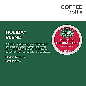 Green Mountain Coffee Roasters Holiday Blend, Single-Serve Keurig K-Cup Pods, Medium Roast Coffee, 12 count (Pack of 6)