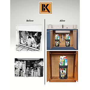 Under Sink Organizer and Storage, Under Sink Storage for Bathroom and Kitchen, Bathroom Cabinet Organizer, Sink Organizers with Hooks, 2 Tier Under Sink Organizer with Sliding Storage Drawer