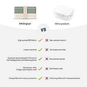 monbento - Bento Box MB Original Natural with Compartments - 2 Tier Leakproof Lunch Box for Work/School Lunch Packing and Meal Prep - BPA Free - Food Grade Safe Food Containers - Green