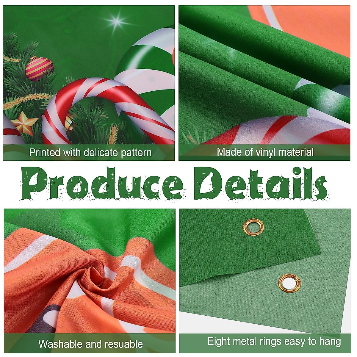 Christmas Candy Garage Door Decoration Merry Christmas Garage Door Banner Cover Peppermint Candy Cane Gingerbread Man Garage Backdrop for Xmas Eve Holiday Outdoor Wall Decor, 7 x 9 ft