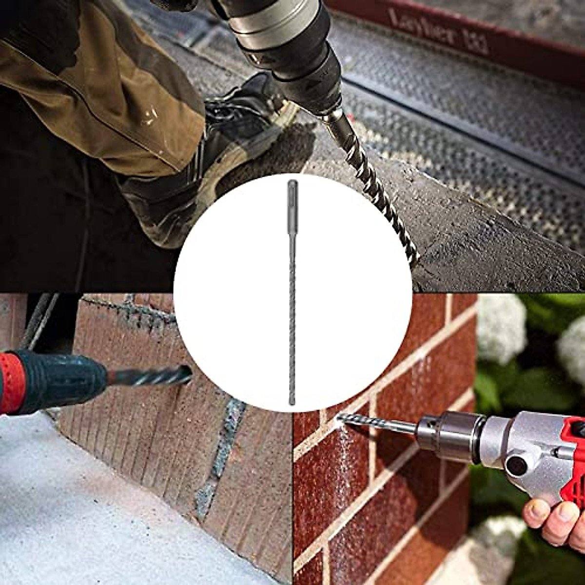 Easy Installation Rotary Hammer Drill Bit Set 5 Pieces Impact Drill Bits Quick Chip Removal 2 Flute Carbide Tip for Concrete Brick Stone (6mm)