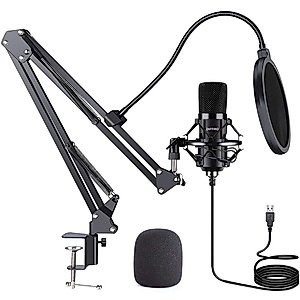 ZAFFIRO USB Microphone, Professional Grade Condenser Microphone, Professional Microphone Kit, Computer Microphone Kit, Adjustable Stand for Professional Recording Studio, Karaoke, Conference Hosting