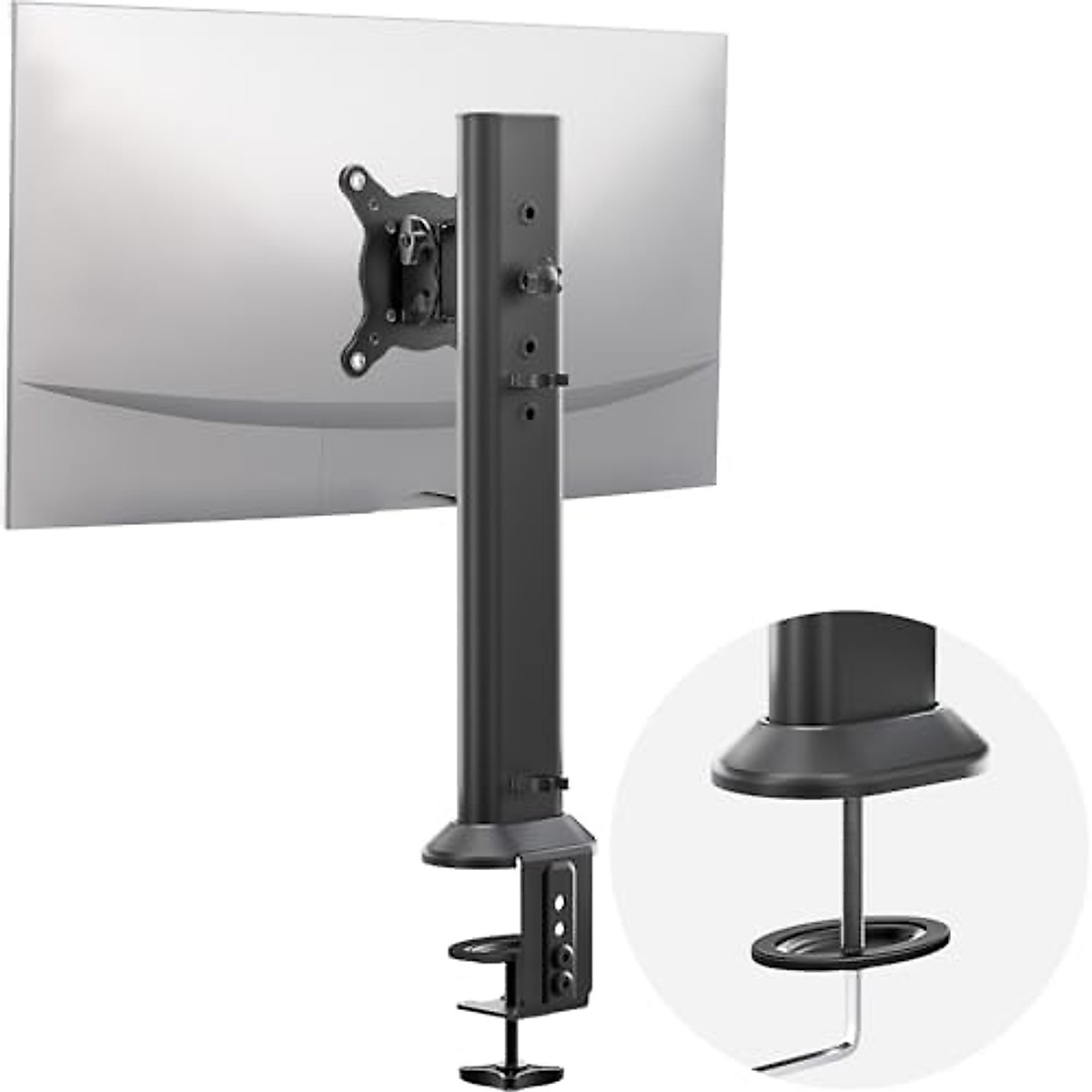 HEMUDU Single Desk Monitor Arm Mount Stand Fit for 13 inch to 32 inch Flat Curved Computer Screen with Swivel, Height Adjustable, Rotation,Holds up to 77lbs, Black