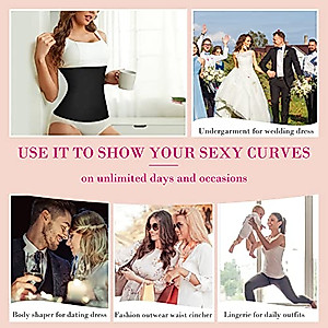 Nebility Women Waist Trainer Shapewear Tummy Control Waist Cincher Slim Body Shaper Workout Girdle Underbust Corset (XL, Black Without Hook)