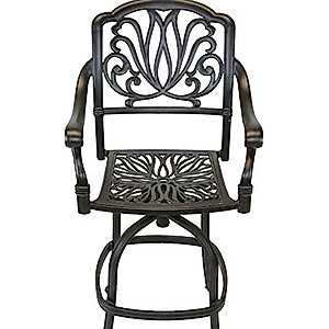 theWorldofpatio Elizabeth Cast Aluminum Powder Coated 6pc Outdoor Patio Swivel Bar Stools - Antique Bronze
