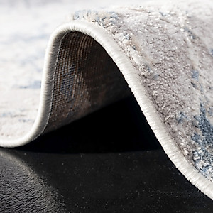 SAFAVIEH Amelia Collection Area Rug - 9' x 12', Light Grey & Blue, Modern Trellis Distressed Design, Non-Shedding & Easy Care, Ideal for High Traffic Areas in Living Room, Bedroom (ALA783G)