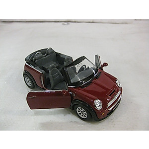 Mini Cooper S Convertible In Maroon Diecast 1:28 Scale By Kinsmart