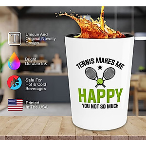 Flairy Land Tennis Shot Glass 1.5oz - Tennis make me happy - Sport Teammate Athletic Gymnastics Pro Player Athlete Coach court tennis