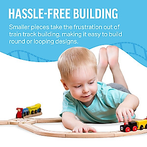 Tiny Conductors 18 Piece Wooden Train Track Connectors & Adapters, 100% Real Wood Male-Male & Female-Female Pieces, Compatible with Thomas and Major Brands Wooden Toy Railroad Sets, (18-Piece)