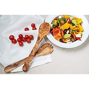 Tramanto Olive Wood Salad Server Set - 12 inch French Design