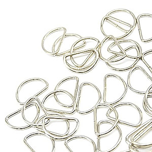 Hocansen 100 Pieces D Rings 15mm Metal D Ring Buckle Clips Sewing Accessories for Hand DIY Hardware Bags （15mm/D）