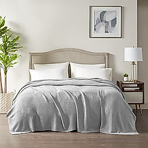 INK+IVY Bree Knit Throw Blanket for Bed, Sofa, and Couch, Lightweight, Breathable, Soft & Cozy Summer Blanket, King (108 in x 90 in), Grey