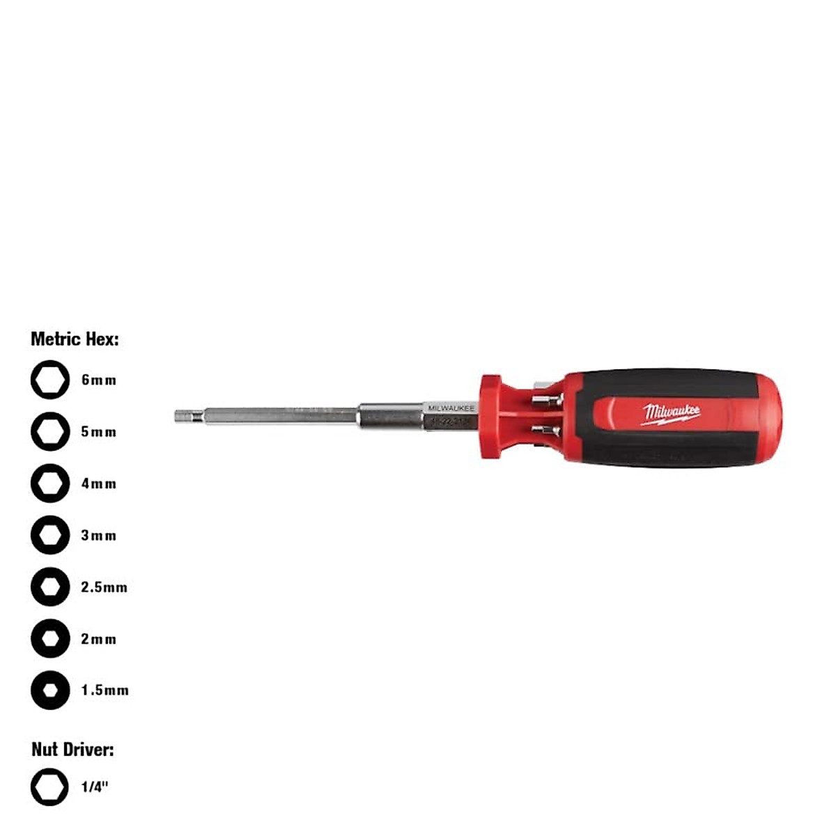 Milwaukee Metric Hex Key 9-in-1 Multi Magnetic Bit Screw Driver 9 Inch.