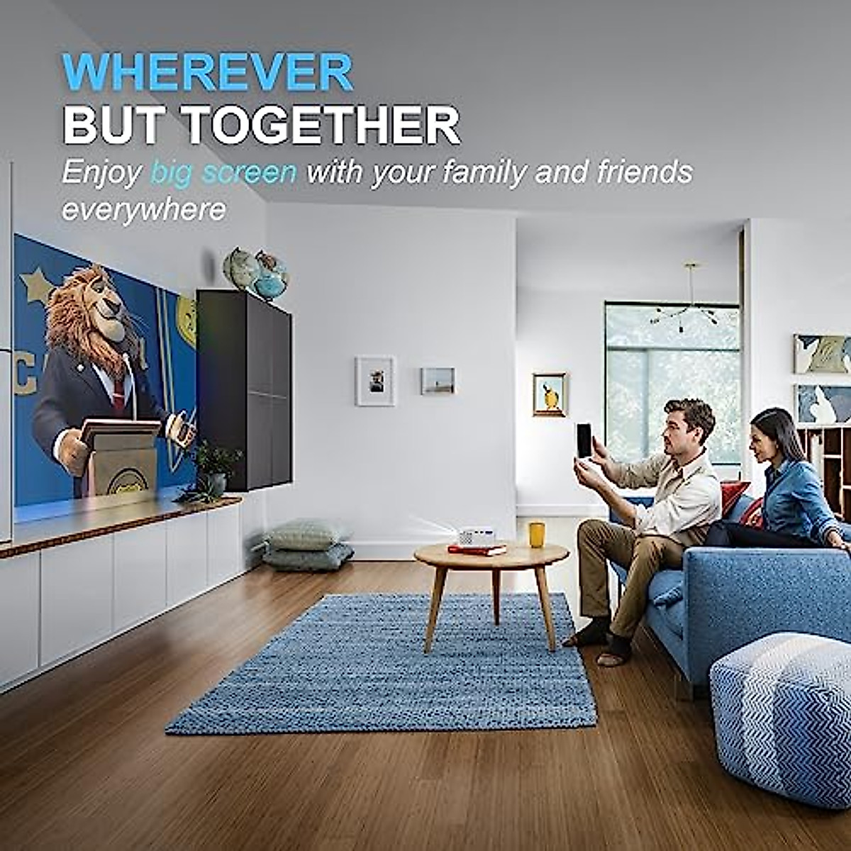 Native 1080P Projector with 5G WiFi and Bluetooth 5.2, EAZVUE Mini Projector 400 ANSI Lumen, Portable Projector Compatible with TV Stick/Phone/PC/DVD/HDMI/AV/USB/SD, Outdoor Movie Projector