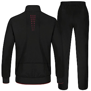 TBMPOY Men's Tracksuits Sweatsuits for Men Set Track Suits 2 Piece Casual Athletic Jogging Warm Up Full Zip Sweat Suits Black/Wine Red XL