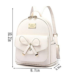 Fayland Women Teens Girls Leather Backpacks Purses Convertible Shoulder Bag Off-White
