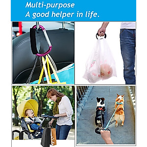 Stroller Hooks by Baby,2 pcs Carabiner Stroller Hook Organizer for Hanging Purses, Diaper Bag, Shopping Bags. Clip Fits Single/Twin Travel Systems, Car Seats and Joggers (Rose red)