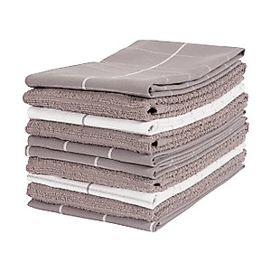 KAF Home Chelsea Assorted Kitchen Towel - Set of 10-18 x 28 Inches - Mixed Flat and Terry Dish Towels (Gray)
