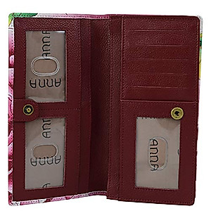 Anna by Anuschka Women's Genuine Leather Hand Painted Clutch Wallet - Precious Peony