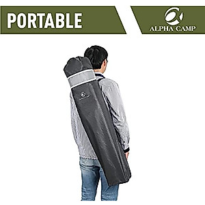 ALPHA CAMP Oversized Camping Folding Chair Heavy Duty Steel Frame Support 350 LBS Collapsible Arm Chair with Cup Holder Quad Lumbar Back Chair Portable for Outdoor/Indoor