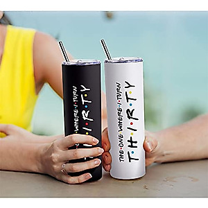 30th Birthday Gifts For Her 30th Birthday Gifts For Women 20oz Skinny Travel Tumbler Happy 30 Year Old Bday Presents For 1993 Born Woman Female Friend Sister White Turn Thirty Wine Cup With Keychain