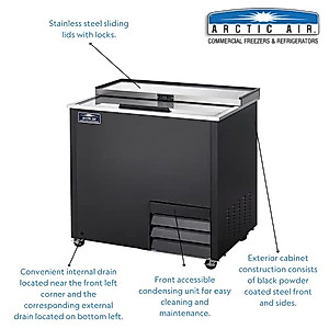 Arctic Air AGF36 36-Inch 4-Shelf Glass Froster with Sliding Lid, Black Exterior, 1/6-HP, 115v
