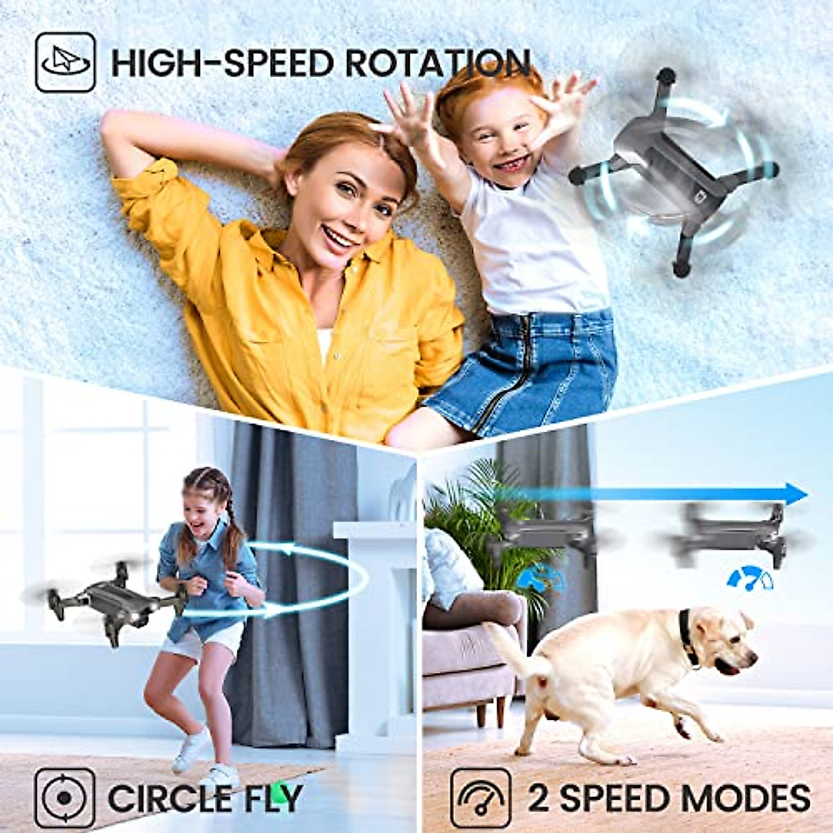 DEERC Drone with Camera for Kids, D40 FPV HD 1080P Mini Drones for Adults Beginner, Foldable Quad Air Hobby RC Quadcopters & Multirotors, Toys Gifts, 2 Batteries 20 Mins Flight Time, Easy to Fly