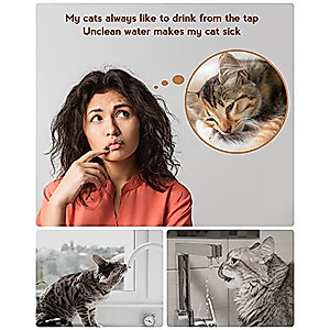 PEKTACO Cat Water Fountain - Pet Water Fountain Dog Water Dispenser Replacement Filters, 3.2L/108oz Stainless Steel Water Fountain for Cats Inside