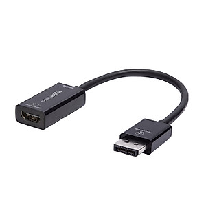 Amazon Basics DisplayPort (Not compatible with a USB port) to HDMI Adapter (4k@60Hz), Black, 9.25 x 0.87 x 0.47 in