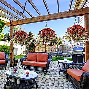 Homsunny Artificial Hanging Flowers in Basket Outdoor Indoor Patio Lawn Garden Decor, Hanging Daisy Basket with 12inch Coconut Lining Chain Flowerpot (Dark Purple)