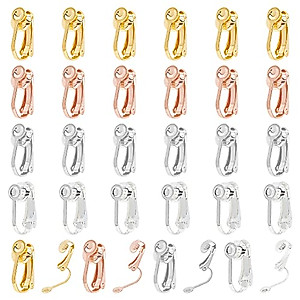 UNICRAFTALE 32pcs 4 Colors Stainless Steel Clip-on Earring Non-Pierced Earring 15mm Metal Huggie Fake Ear for DIY Earring Jewelry Making