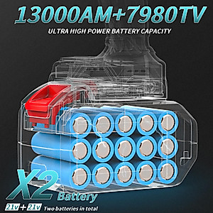 QMCAHCE cordless angle grinder with 4-1/2" grinding wheel, cut-off wheel and adjustable auxiliary handle, with 2 4.0A batteries and a battery charger, for cutting, polishing, grinding and rust removal