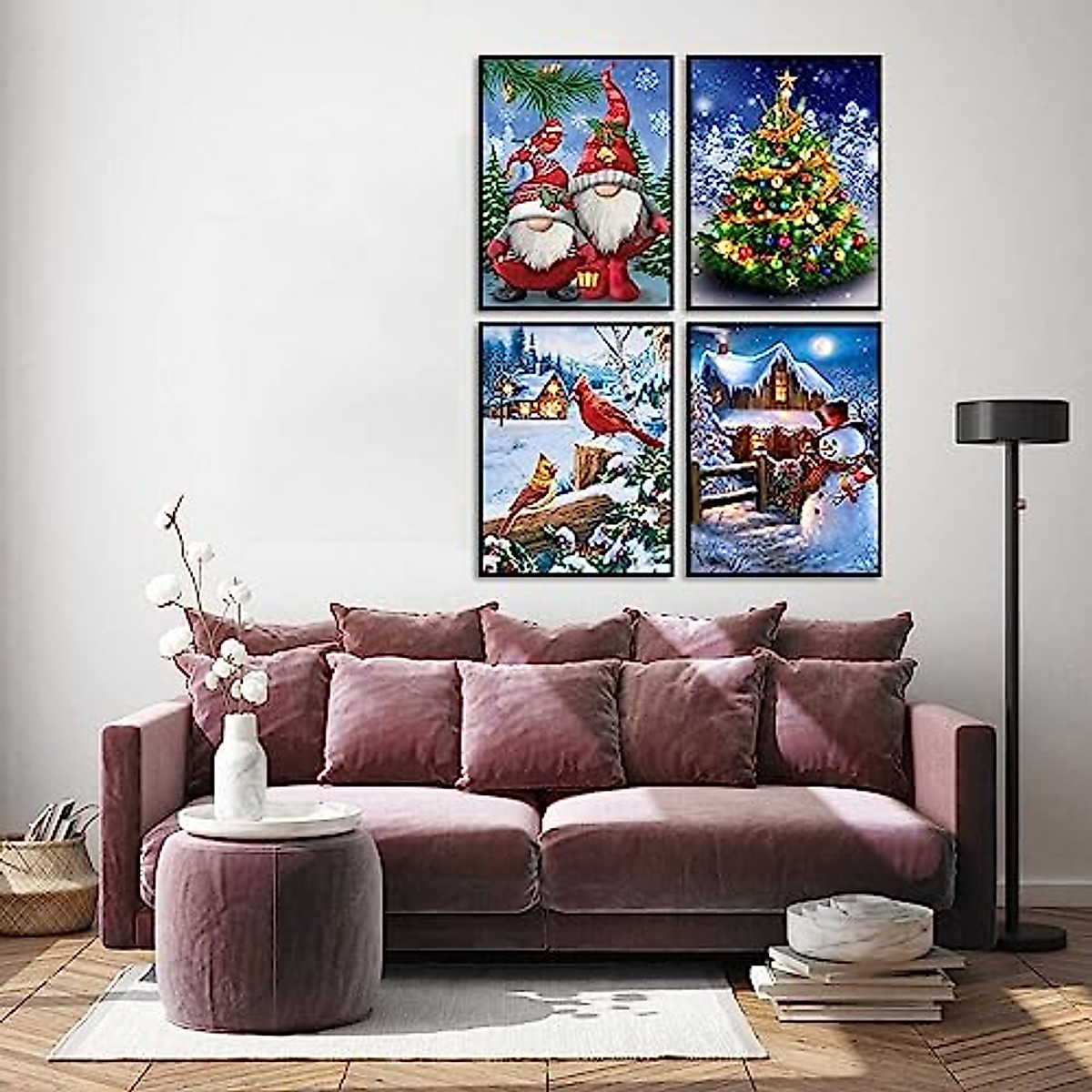 KYOQFVN Paint by Numbers for Adults Beginner & Kids, 4 Pack DIY Oil Painting Kit on Canvas with Paintbrushes and Acrylic Pigment, Arts Craft for Home Wall Decor- 4 Sets 9.8" W X 13.8" L