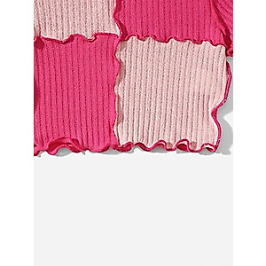 Milumia Girl's Rib Knit Color Block Crop Tee Short Sleeve Lettuce Trim Crewneck Tshirt Pink 11-12 Years