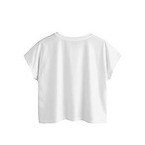 Floerns Women's 2 Piece Pajama Sets Cartoon and Graphic Print Sleepwear Tops and Drawstring Pajama Shorts A White L