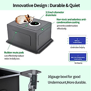 EcoChannels Undermount Kitchen Sink, 15 x 17 x 10 Inch Bar Sink 16 Gauge Gunmetal Black Stainless Steel Small Sink Kitchen Single Bowl Workstation Sink with Cutting Board