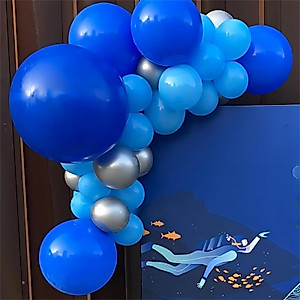 60Pack Royal Blue Balloons, 12inch Dark Blue Party Balloons Helium Quality Latex Ballons for Birthday Graduation Baby Shower Baseball Wedding Nautical Party Decorations (2 Blue Ribbons)
