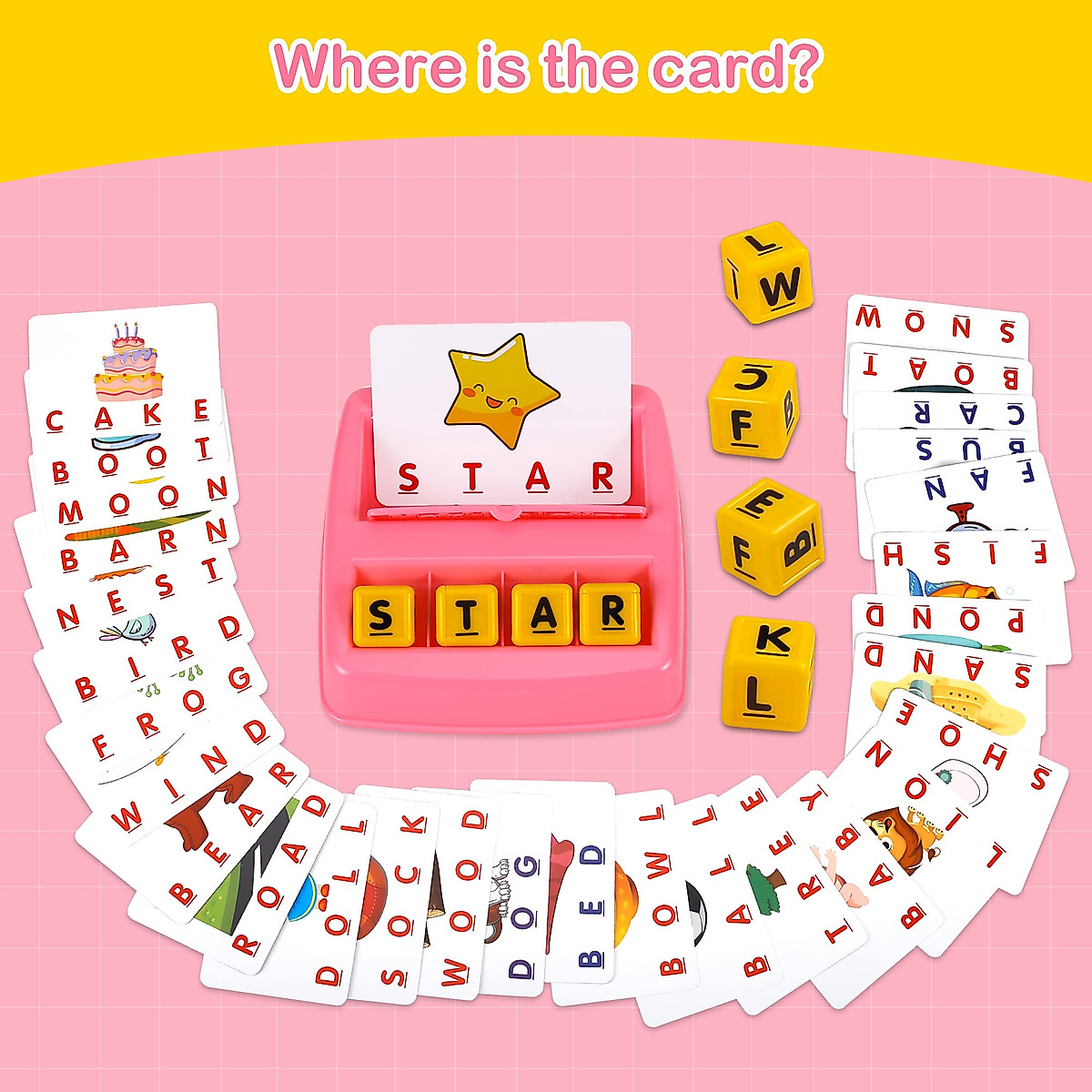 Fenikso Matching Letter Game, Alphabet Spelling & Reading Words, Objects & Color Recognition, Early Learning Educational Toy for Preschooler & Kindergarten Kids Over 3-8 Years Old, Best Gifts